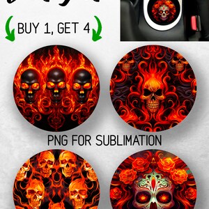 Flame Skull Car Coaster PNG Melted Skulls Car Coaster Sublimation ...