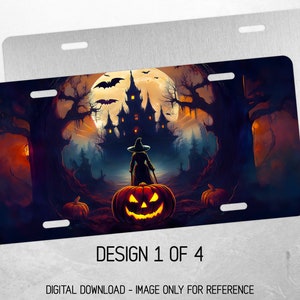 Halloween Haunted House License Plate PNG Spooky Witch License Plate ...