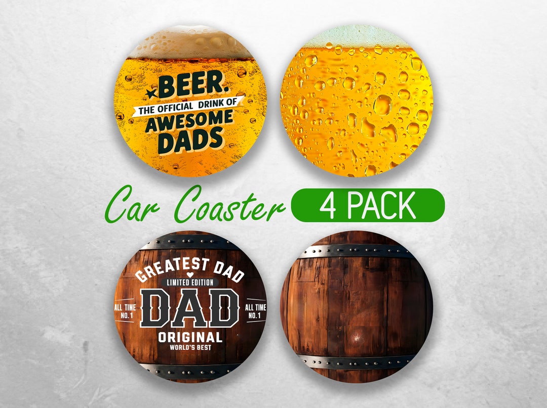 Best Dad Car Coaster PNG Men Beer Car Coaster Sublimation Designs ...