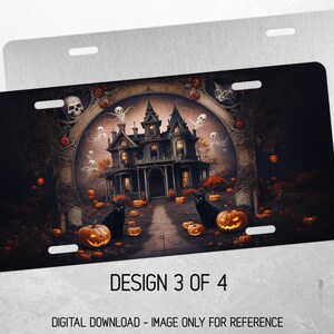 Retro Halloween License Plate PNG Spooky Black Cat License Plate Design ...