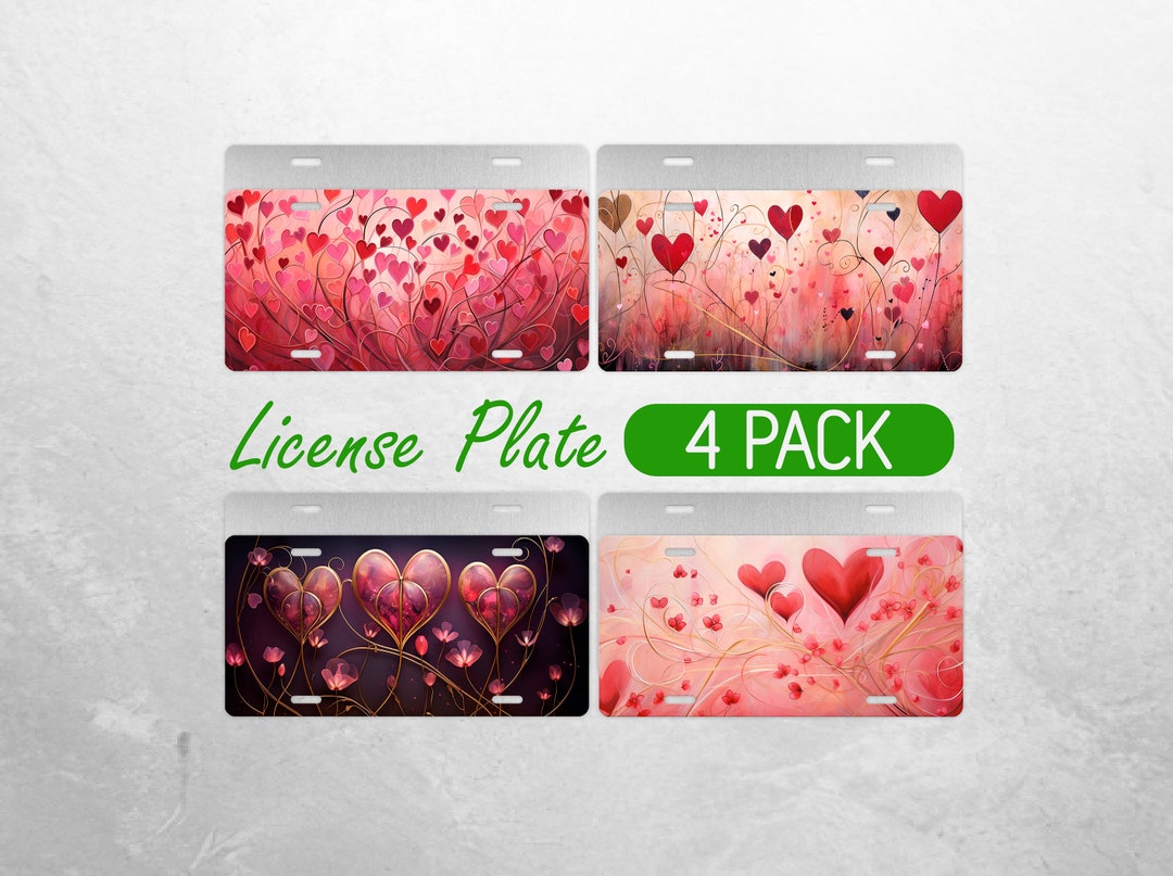 Valentine Hearts License Plate PNG Valentines Day License Plate Design ...