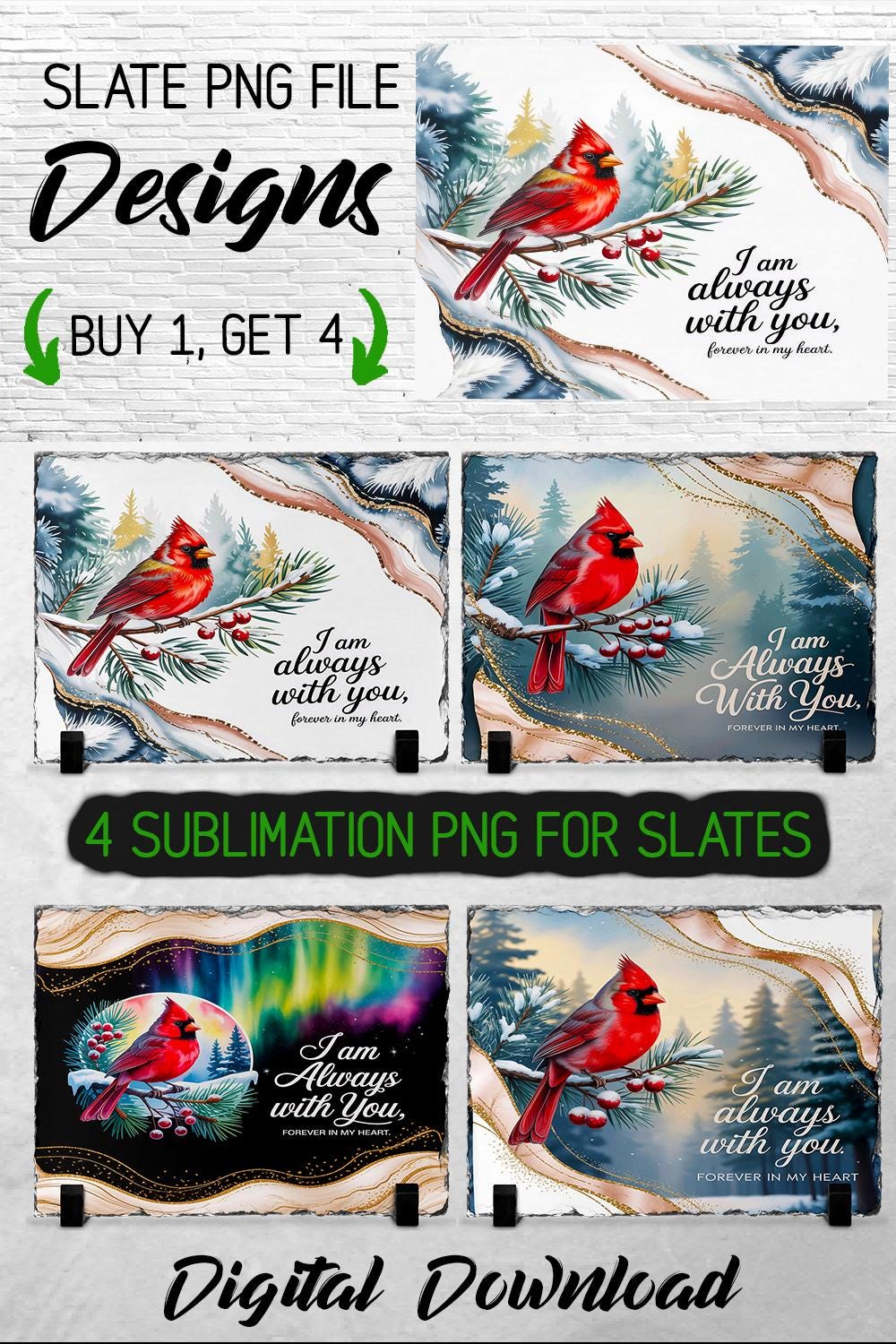 In Loving Memory Slate PNG Memorial Red Cardinal Slate File Bundle ...