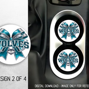 Wolves School Team Car Coaster PNG Bundle Mascot Gray Blue Team ...