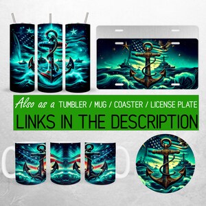 Navy Anchor Tumbler Wrap Bundle USA Flag Military Tumbler PNG Patriotic ...