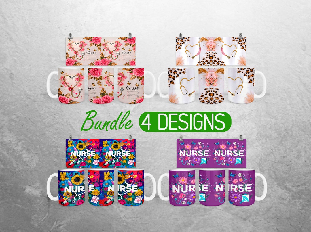 Floral Nurse Mug Wrap PNG Nurse Life 11oz and 15oz Mug Sublimation ...