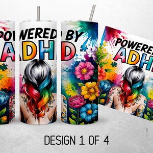 Powered by ADHD Tumbler Wrap Bundle Awareness 20oz Tumbler PNG ...