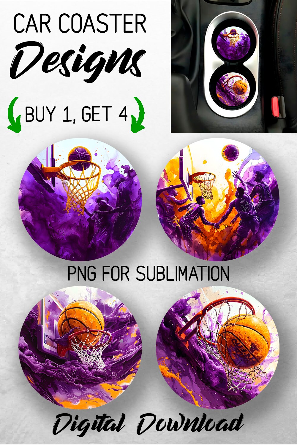 Colorful Basketball Car Coaster PNG Team Basketball Car Coaster ...