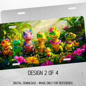Cute Dinosaurs License Plate PNG Dino Add Name License Plate Design ...