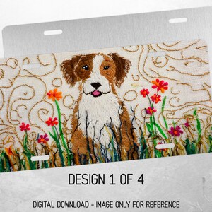 Embroidered Dog License Plate PNG Floral Baby Dog License Plate Design ...