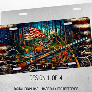 Deer Hunting License Plate PNG American Fishing License Plate Design ...