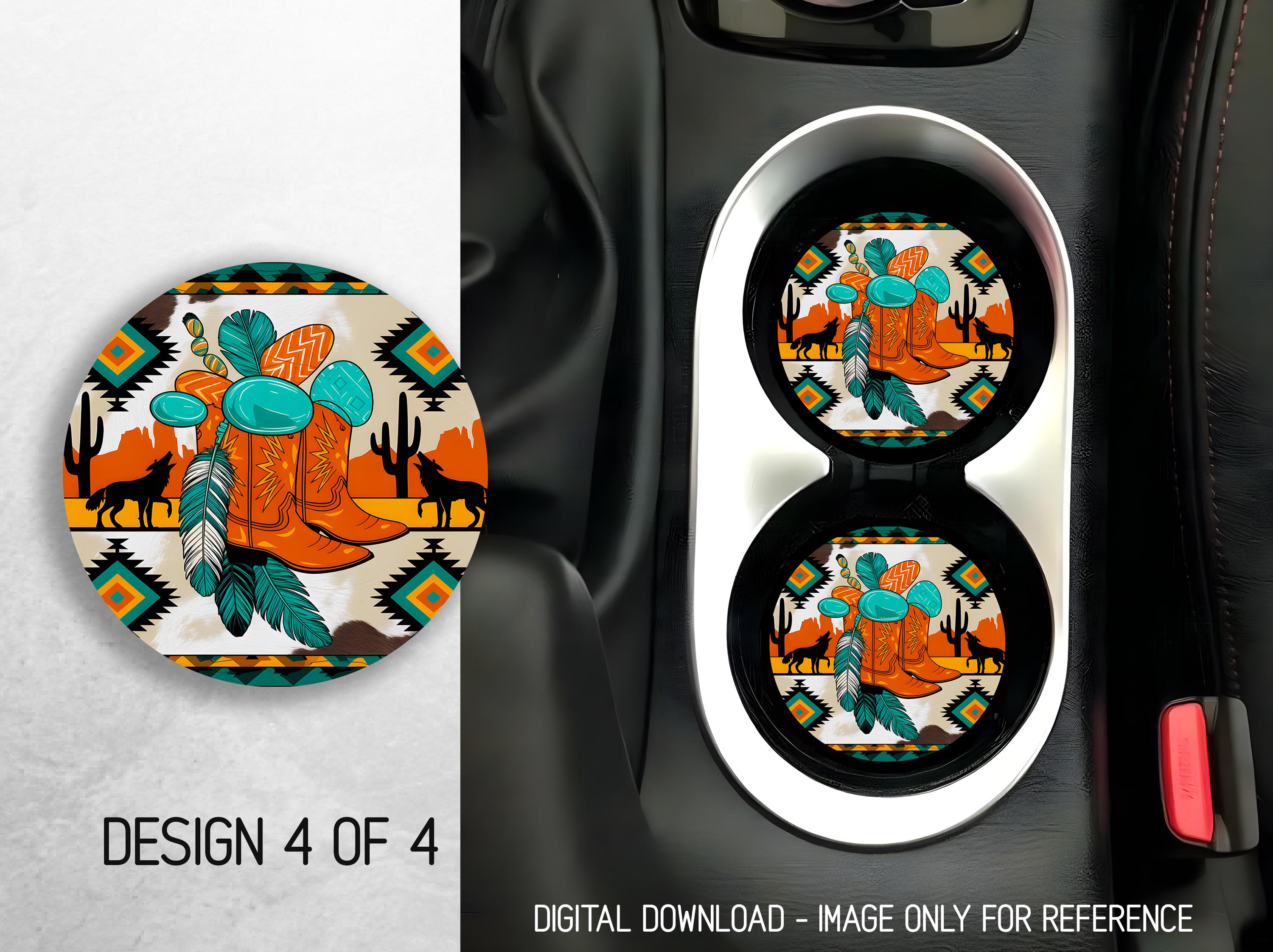 Boho Western Car Coaster PNG Bundle Aztec Southwestern Car Coaster ...