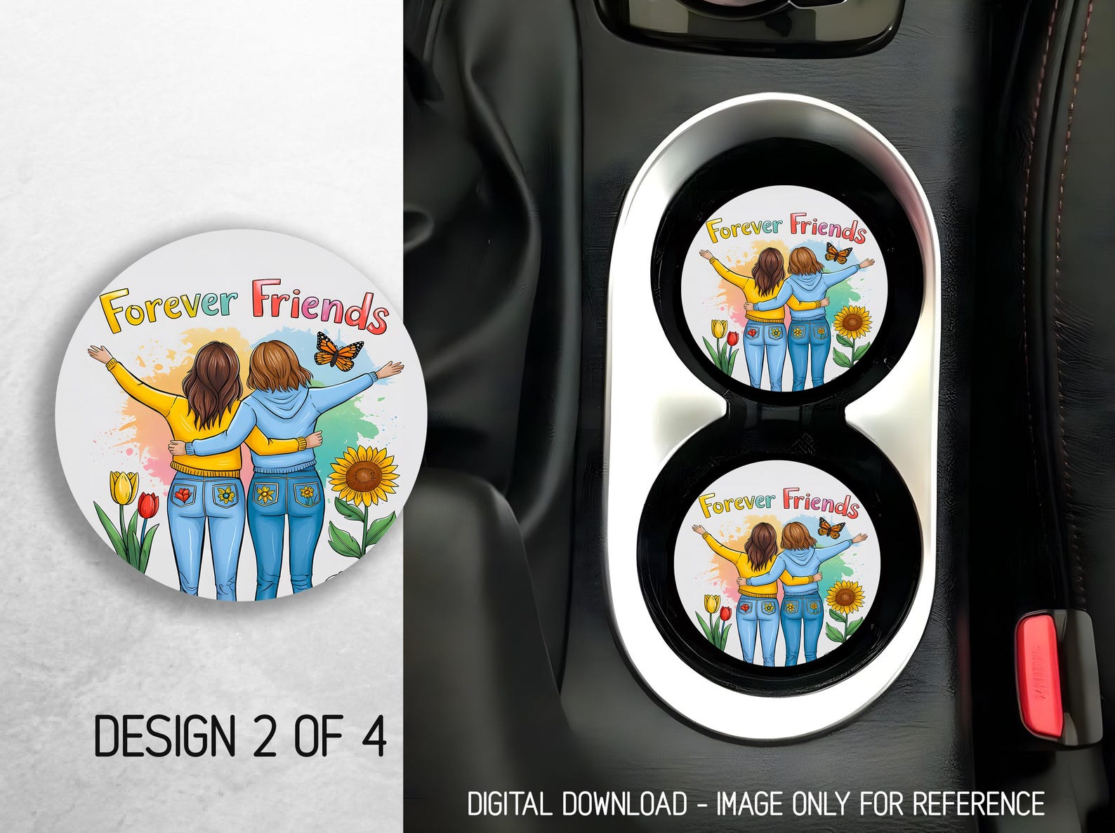 Best Friends Car Coaster PNG Bundle Badass Bestie Car Coaster ...