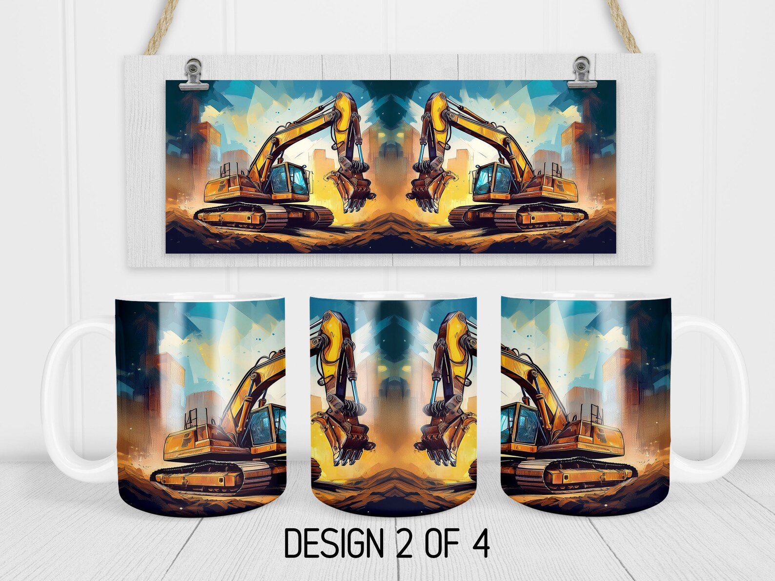 Construction Excavator Mug Wrap PNG Bundle Vehicles Truck 11oz and 15oz ...