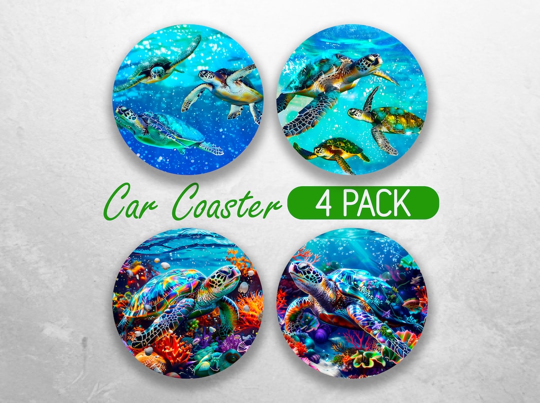 3D Sea Turtle Car Coaster PNG Ocean Seashells Car Coaster Sublimation ...