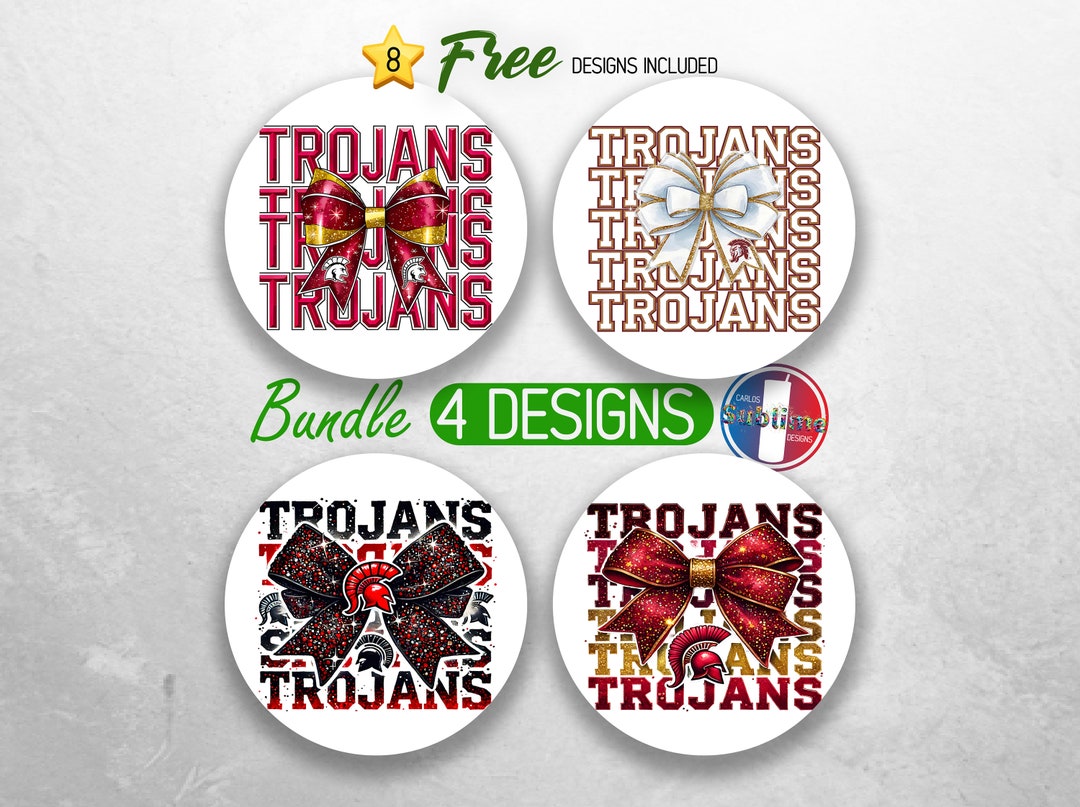 Trojans School Team Car Coaster PNG Bundle Mascot Red Gold Team ...