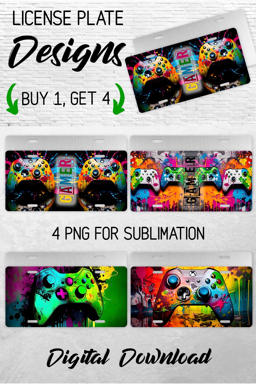 Gamer License Plate PNG Bundle Gaming License Plate Design Game ...