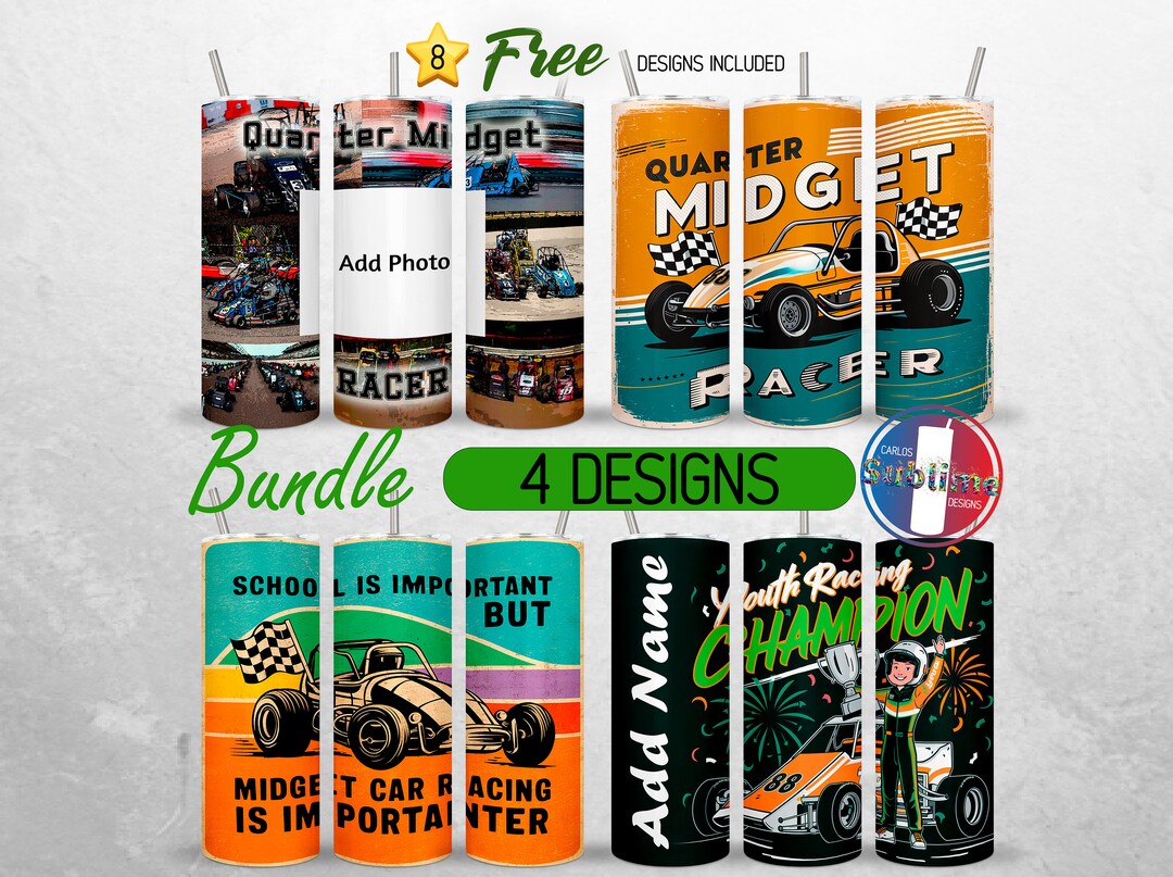 Quarter Midget Car Racing Tumbler Wrap Bundle Kids Race Car 20oz ...