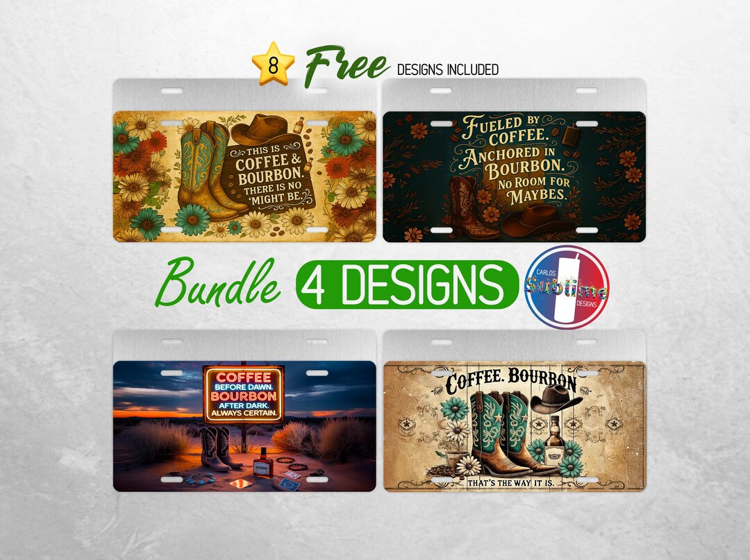 Cowgirl Bourbon License Plate PNG Bundle Might Be Coffee Might Be ...