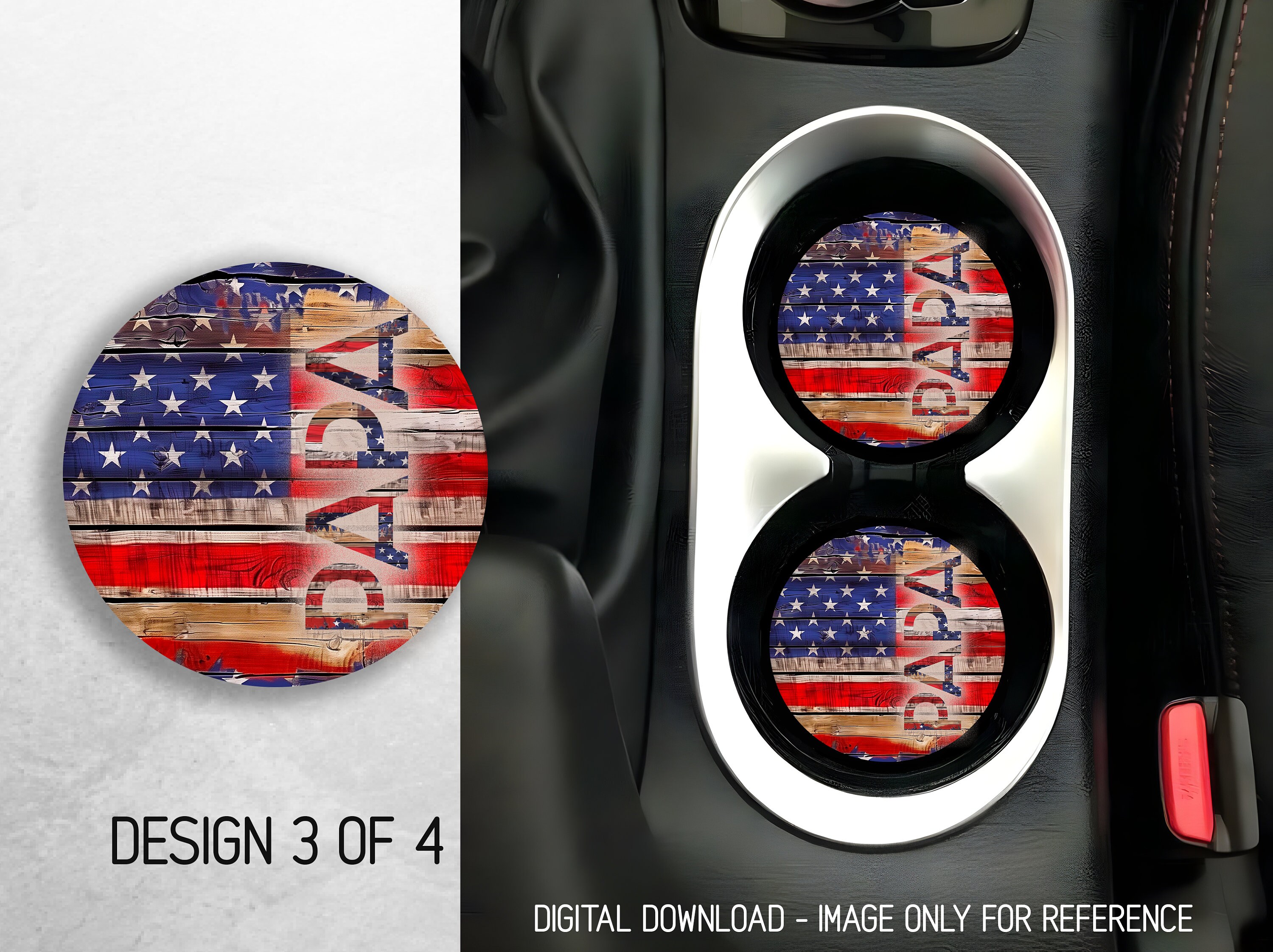 USA Papa Dad Car Coaster PNG Fathers Day Car Coaster Sublimation ...