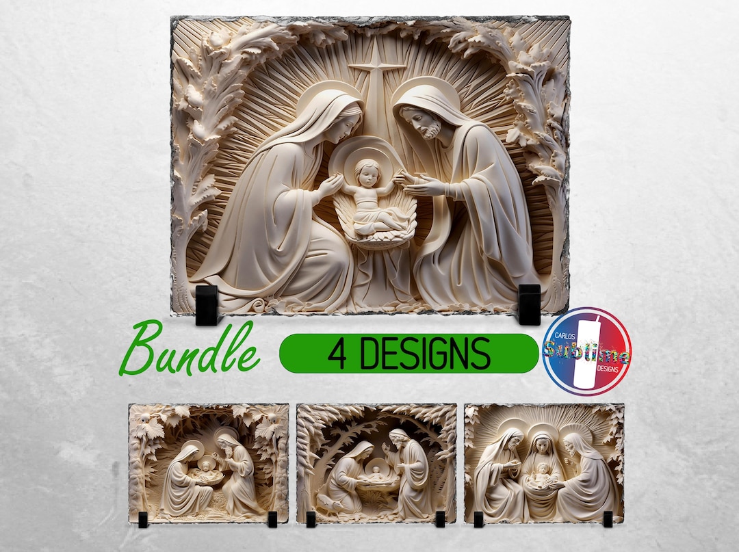 3D Nativity Scene Slate PNG 3D Nativity Slate File Bundle Sublimation ...