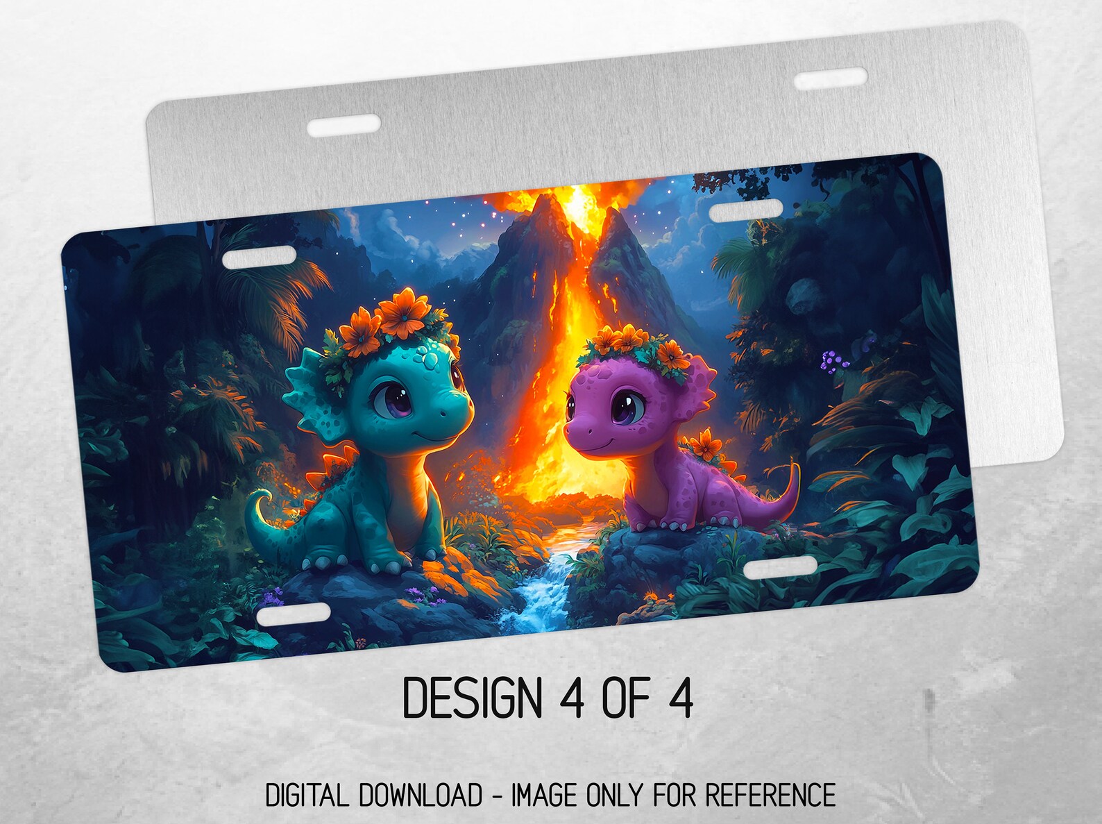 Pink Dinosaur License Plate PNG Bundle Kawaii Dino License Plate Design ...