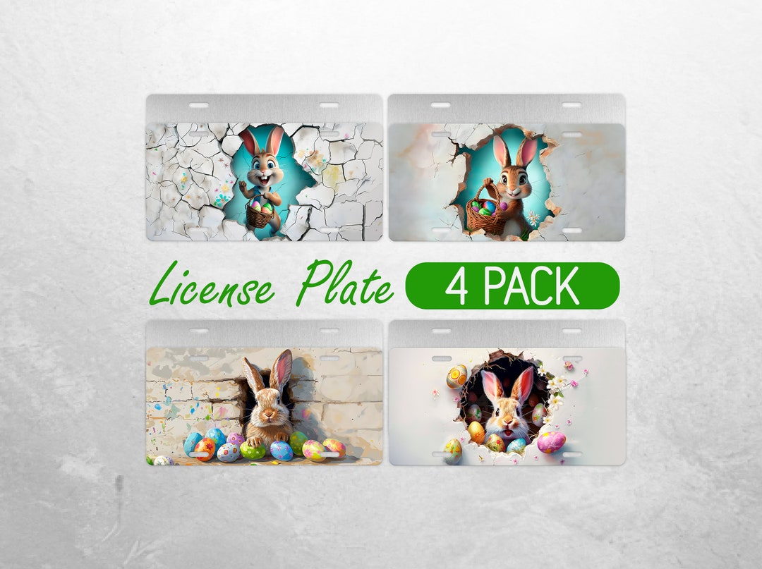 3D Easter Bunny License Plate PNG Easter Eggs License Plate Design ...