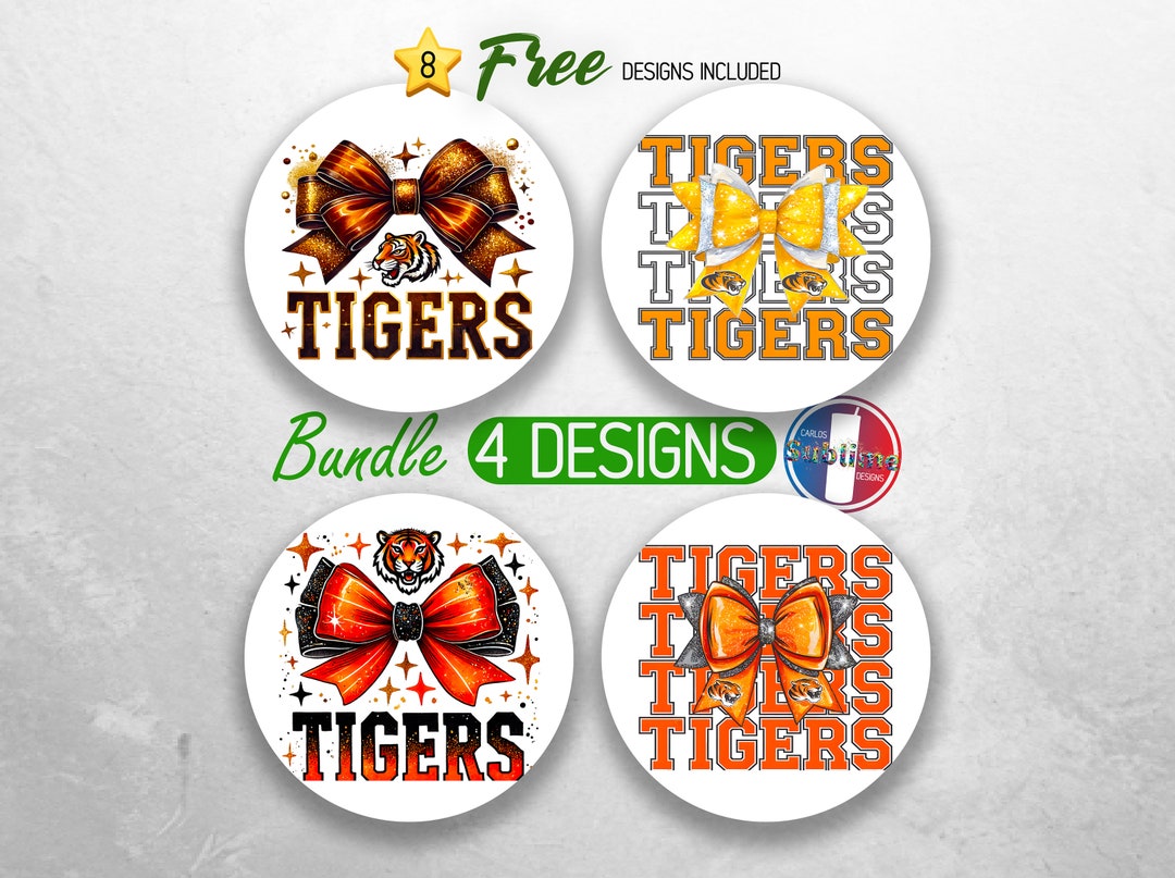 Tigers School Team Car Coaster PNG Bundle Mascot Orange Team Football ...