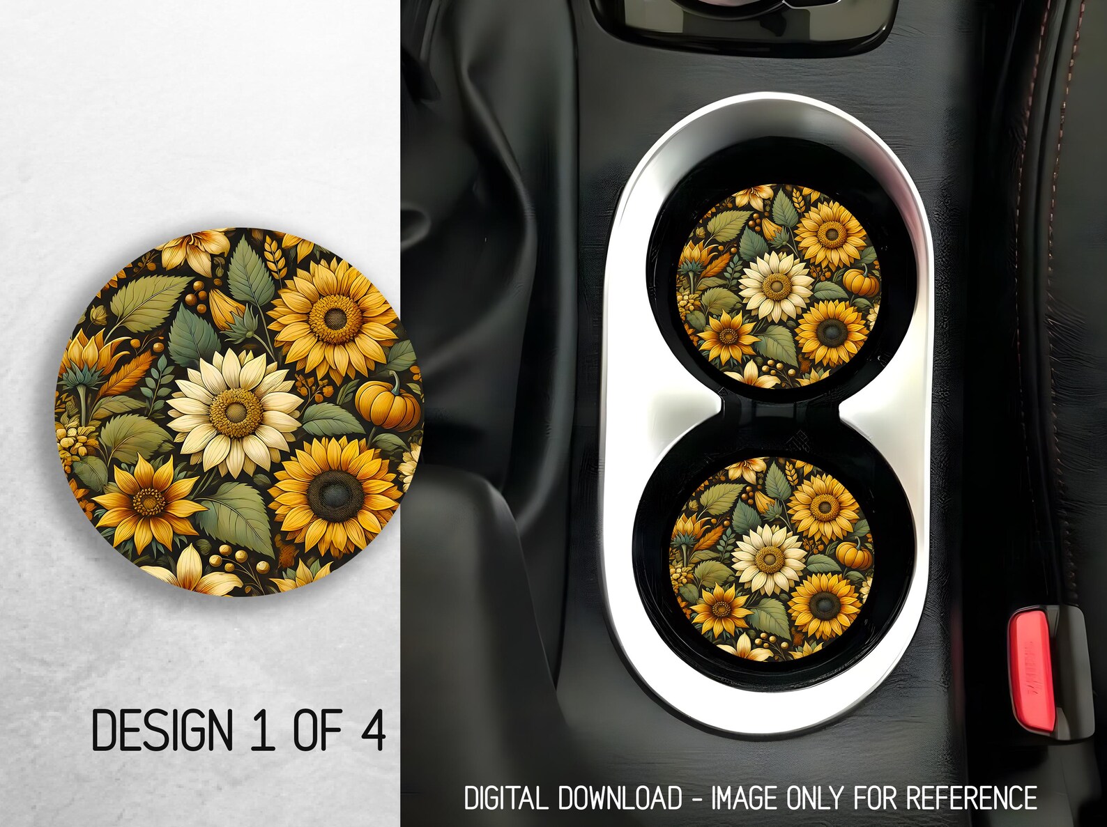 Fall Car Coaster PNG Bundle Sunflower Coaster Png Sublimation Cozy Fall ...
