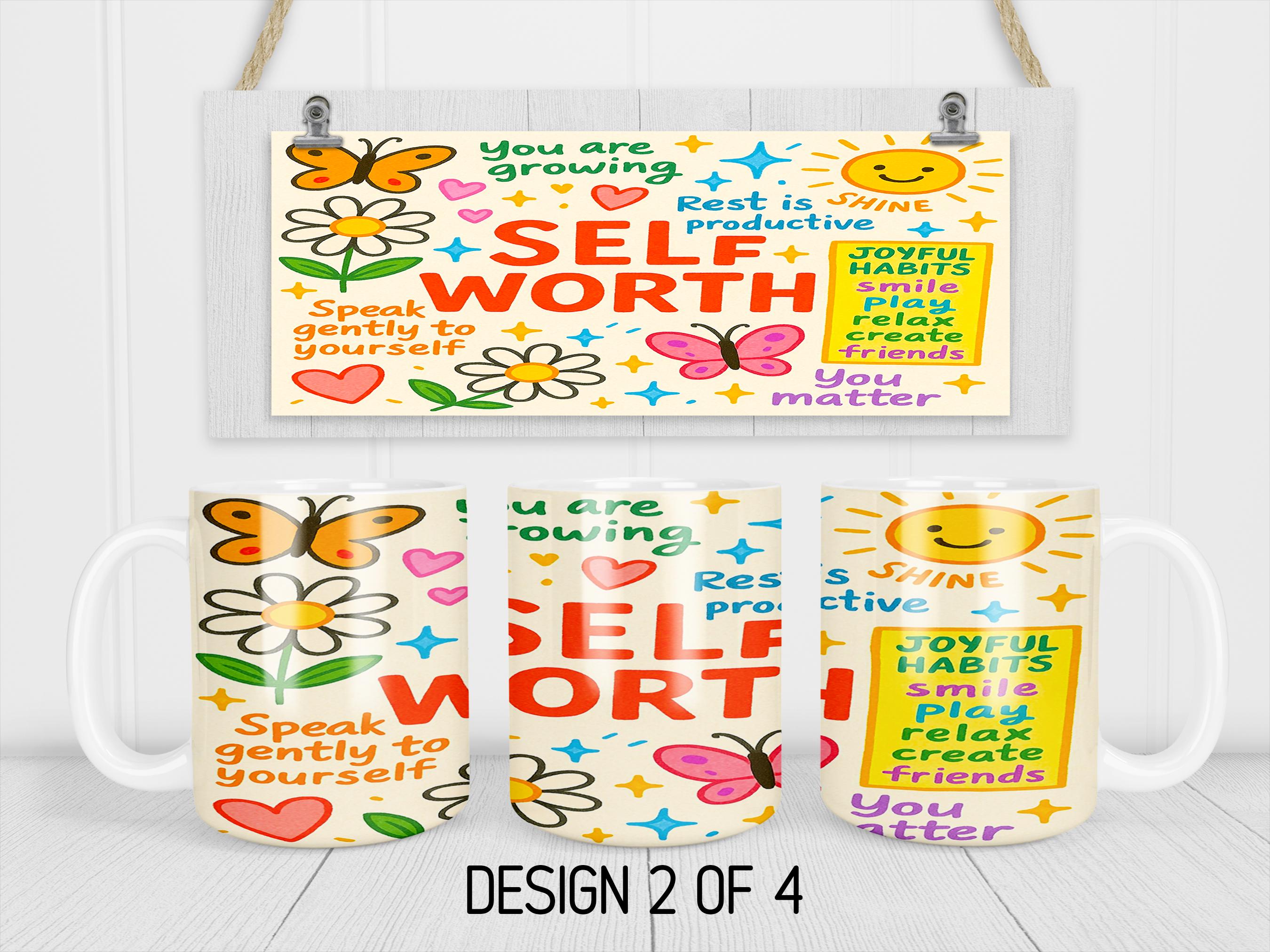 Self Love Mug Wrap Bundle Positive Affirmation Mug PNG Design ...