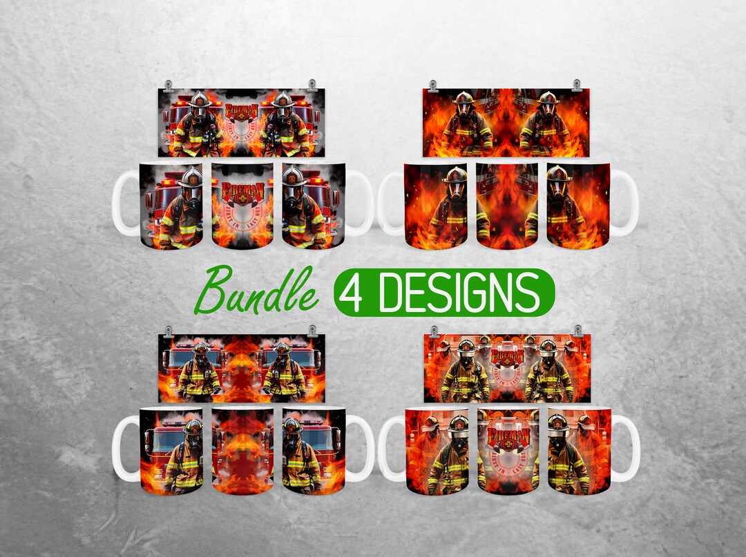 American Firefighter Mug Wrap PNG USA Fireman 11oz and 15oz Mug ...
