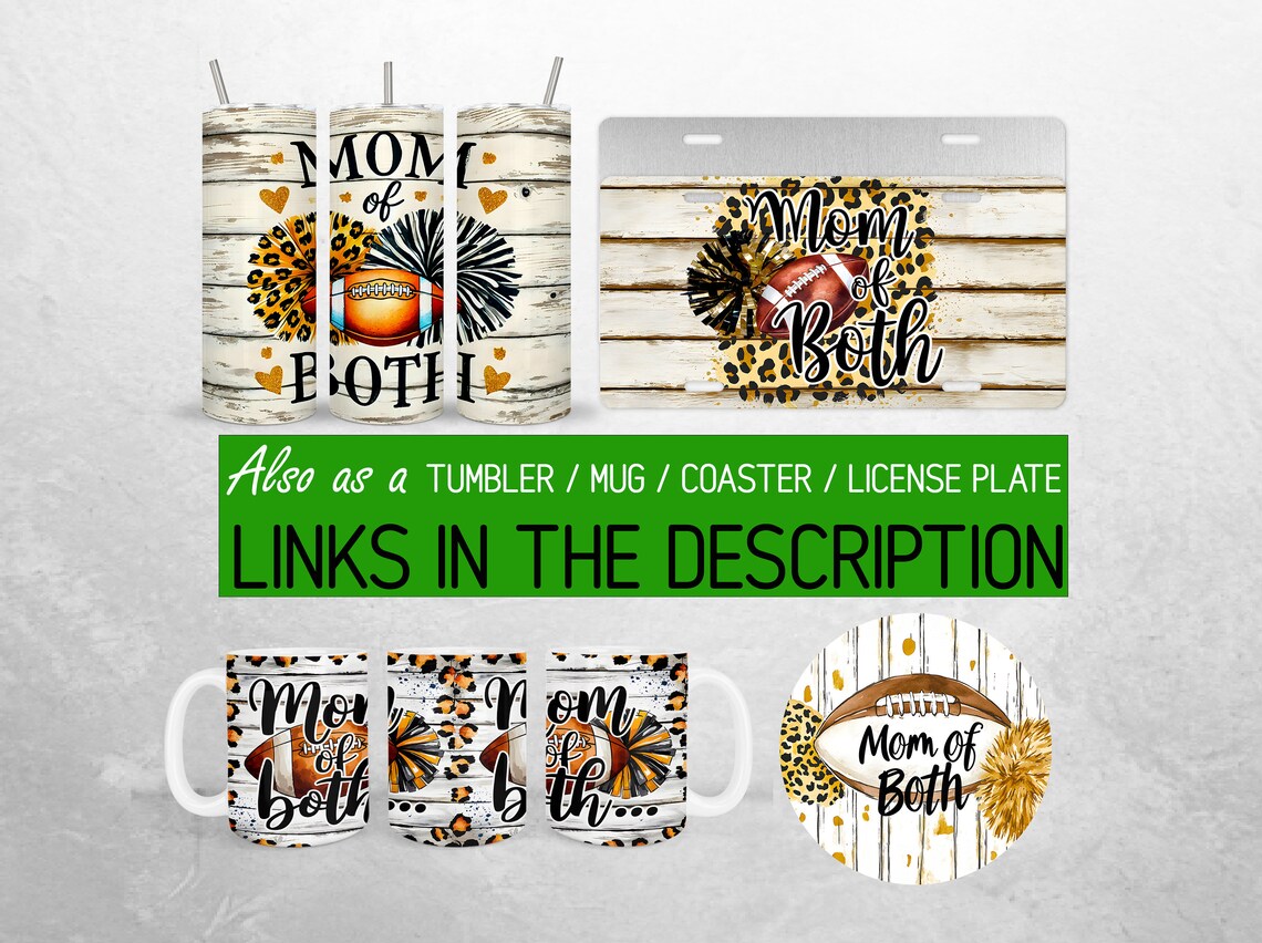 Football Cheer Mom of Both License Plate PNG Cheer Football Mom License ...
