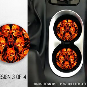 Flame Skull Car Coaster PNG Melted Skulls Car Coaster Sublimation ...