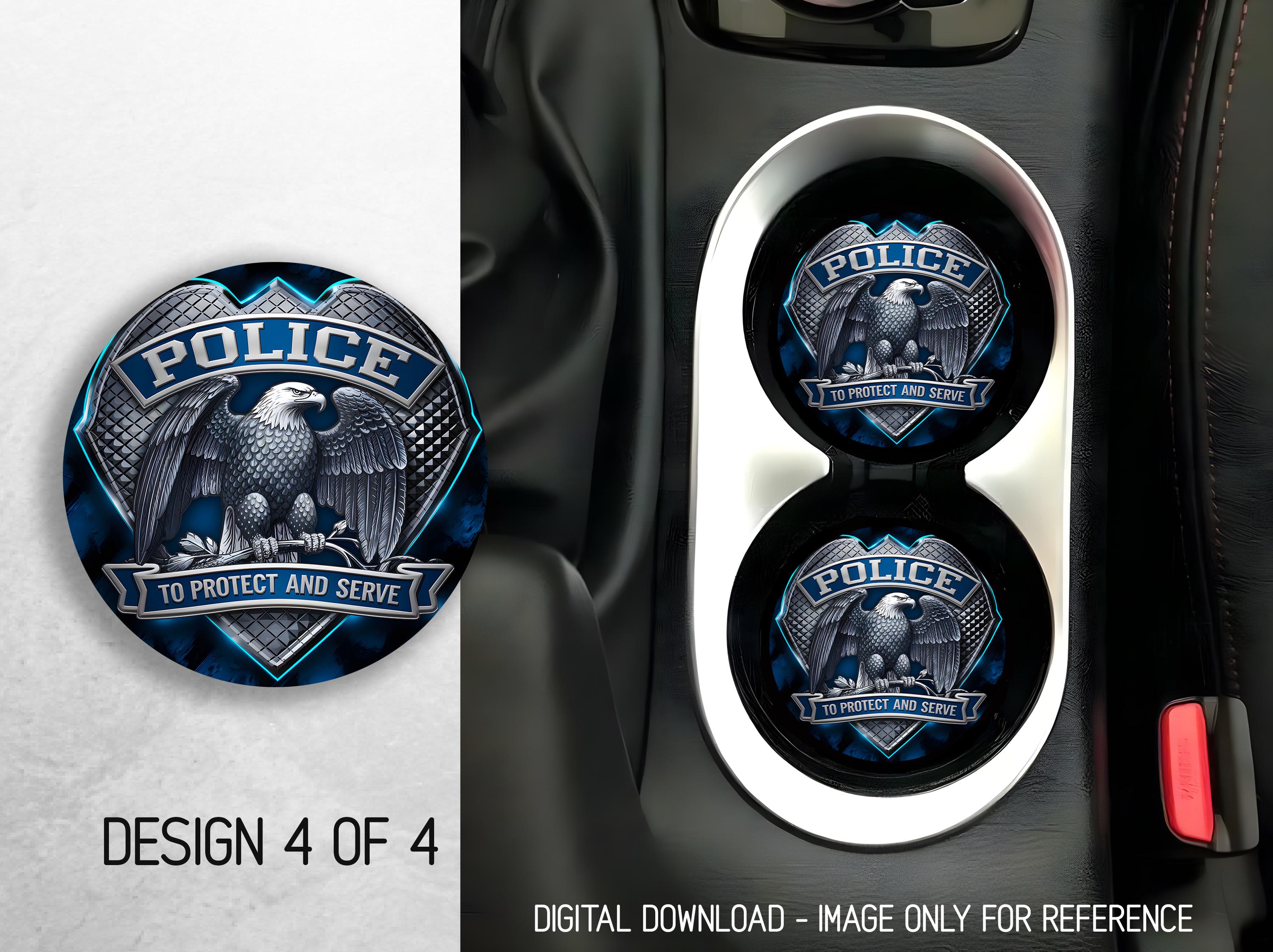 Police Car Coaster PNG Bundle Police Officer Car Coaster Sublimation ...