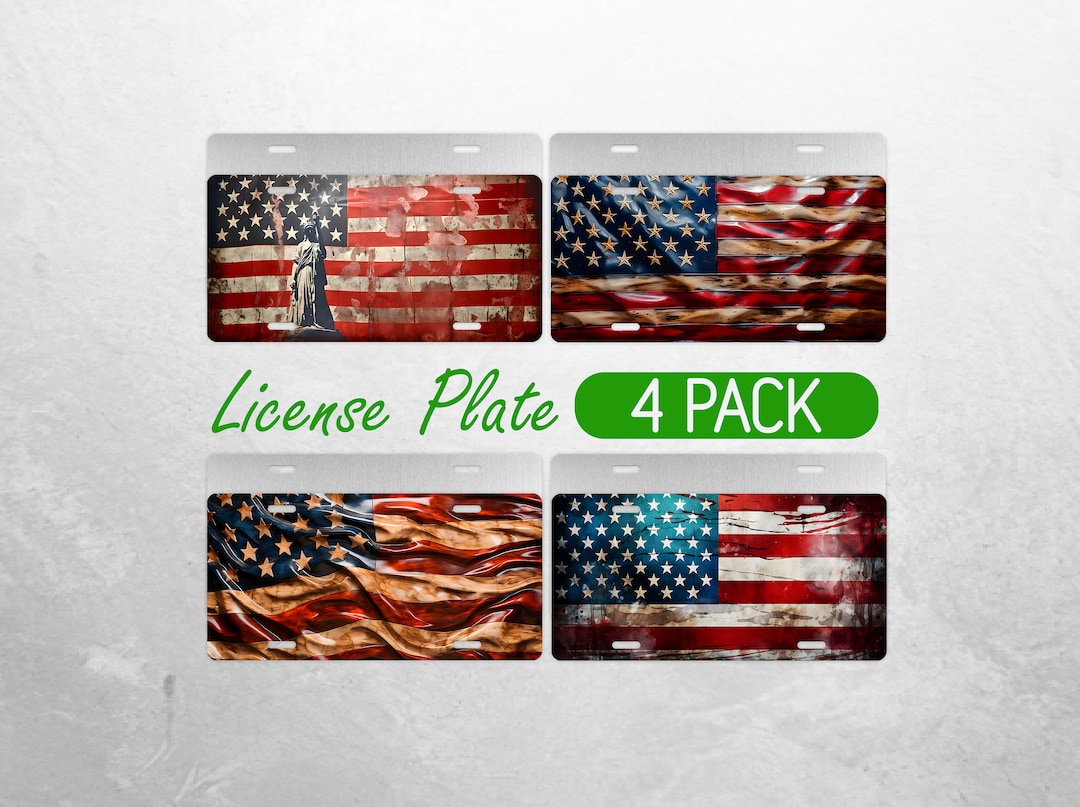Distressed American Flag License Plate PNG Bundle USA Patriotic License ...