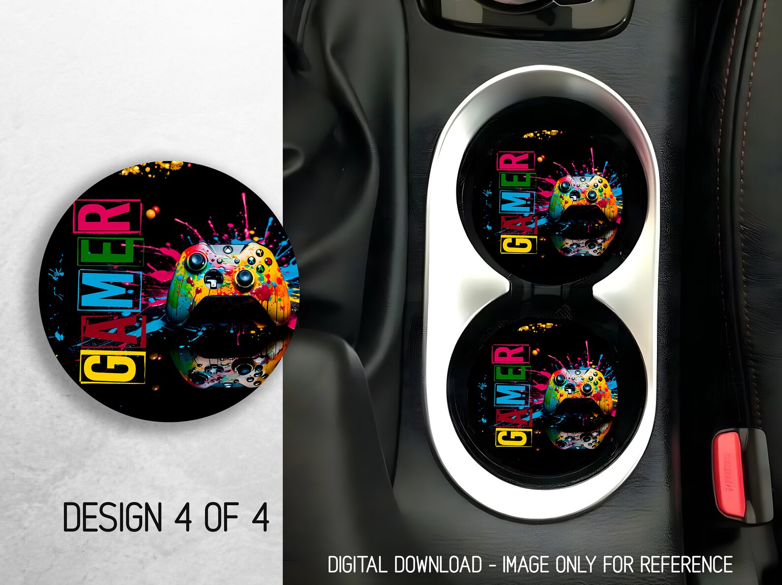 Gamer Car Coaster PNG Gaming Game Controller Car Coaster Sublimation ...