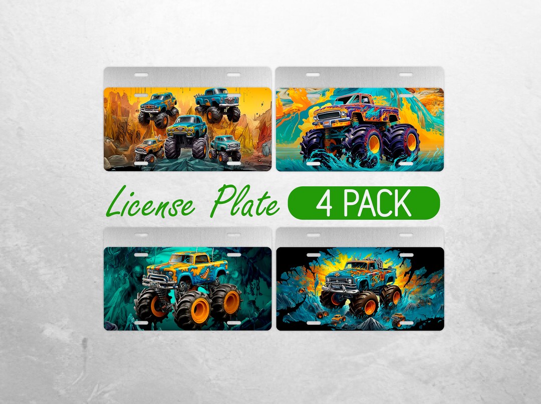Monster Truck License Plate PNG for Kids Children Truck License Plate ...