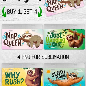 Funny Sloth License Plate PNG Sassy Sarcastic License Plate Design ...