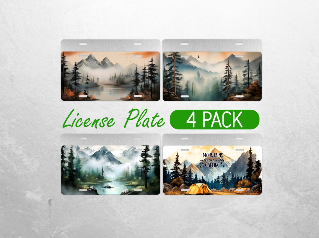 Outdoor Mountains License Plate PNG Nature Lake License Plate Design ...