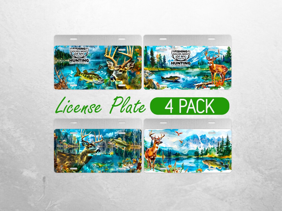 Hunting Fishing License Plate PNG Sublimation, Outdoor Wildlife Deer ...