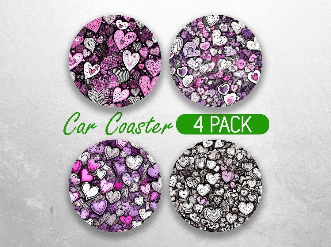 Valentine's Day Car Coaster PNG Valentine Heart Car Coaster Sublimation ...