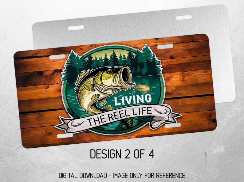Living the Reel Life Fishing License Plate PNG Crappie Fish License ...