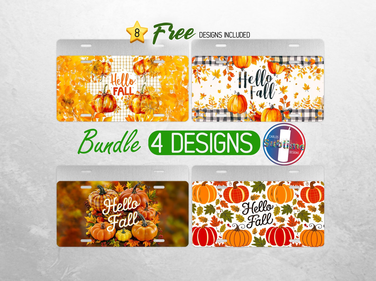 Hello Fall License Plate PNG Pumpkins Fall License Plate Design Autumn ...
