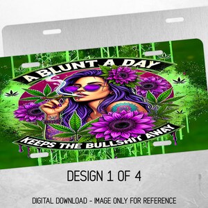 Fun Weed Sarcastic License Plate PNG Bundle Blunt Keeps Bullshit Away ...