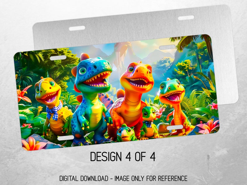 Cute Dinosaurs License Plate PNG Dino Add Name License Plate Design ...