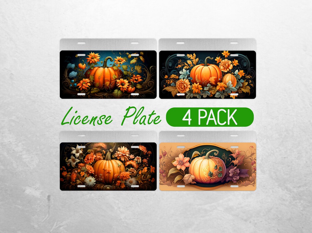 Pumpkin Fall License Plate PNG Bundle Pumpkin License Plate Design Car ...