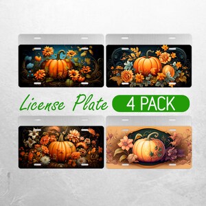 Pumpkin Fall License Plate PNG Bundle Pumpkin License Plate Design Car ...