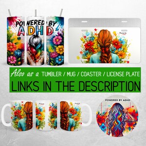 Powered by ADHD Tumbler Wrap Bundle Awareness 20oz Tumbler PNG ...