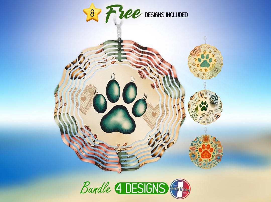 Cat Paw Print Wind Spinner PNG Designs Cat Lover Windspinner PNG Cute ...