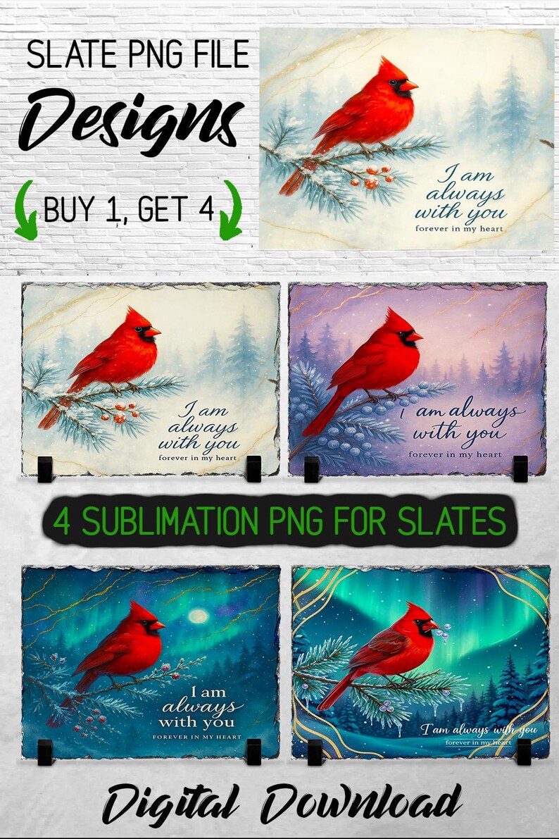 In Loving Memory Slate PNG Memorial Red Cardinal Slate File Bundle ...