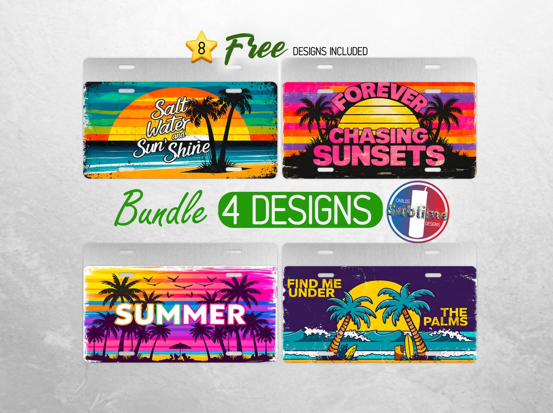 Retro Summer License Plate PNG Sunset Beach License Plate Design Summer ...